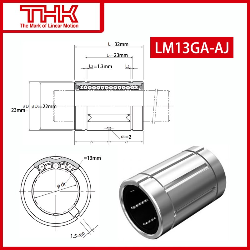 Original THK linear bushing LM LM13GA-AJ LM13GAAJ ... – Grandado