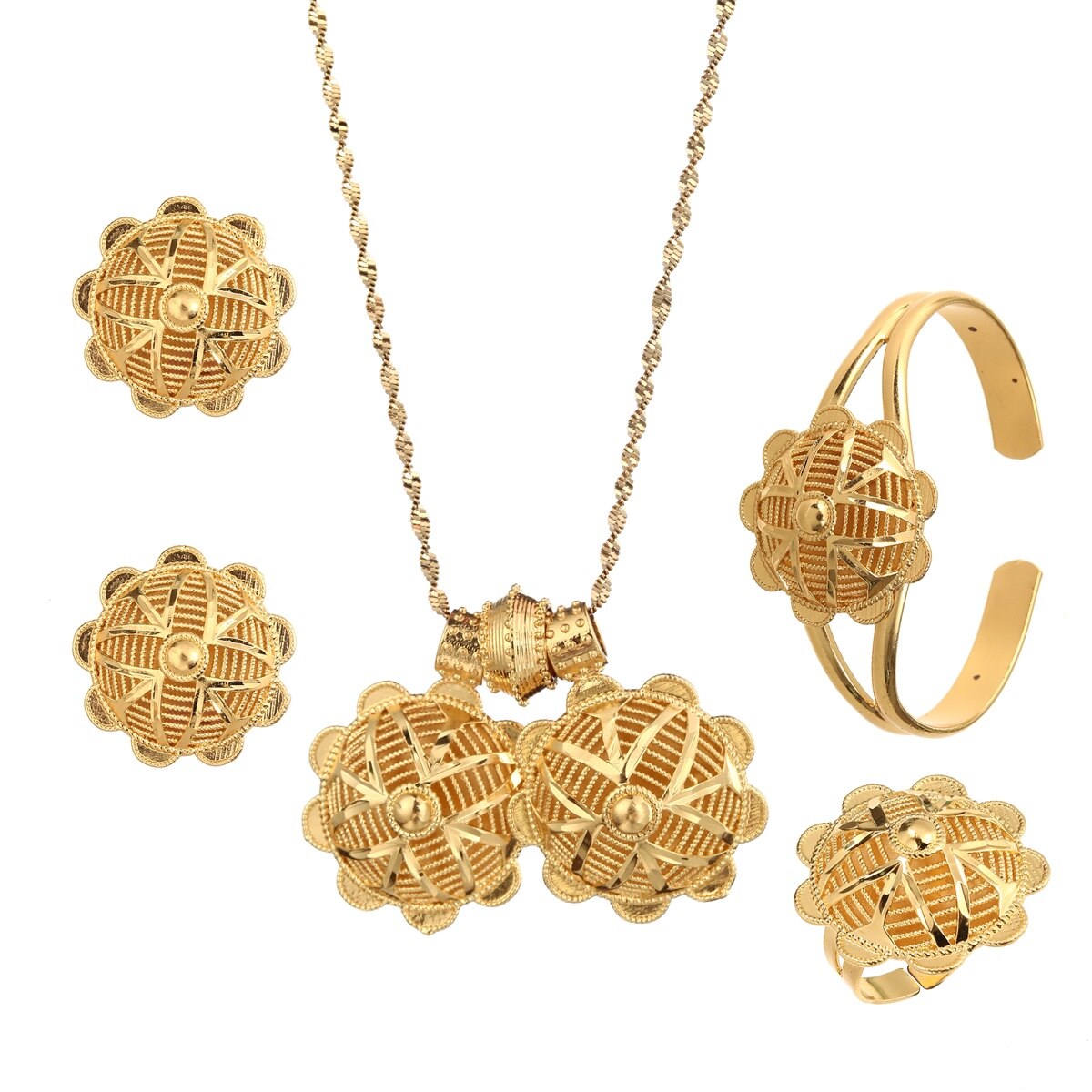 Gold Ethiopian Jewelry Sets For Women Dubai Habesh... – Grandado