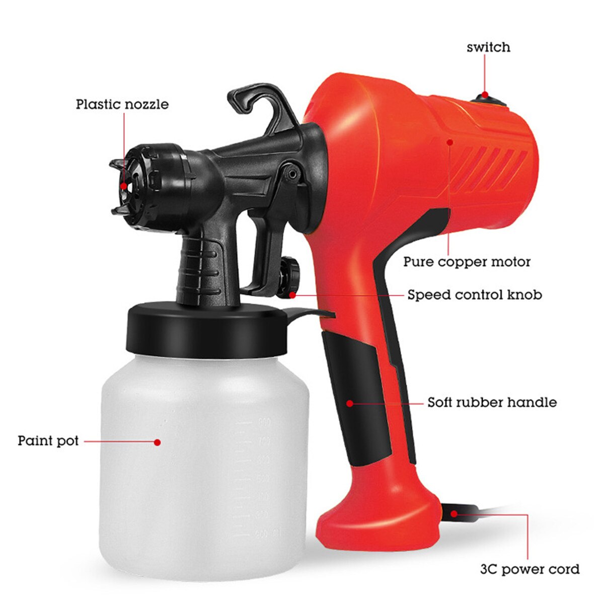 220V 800ML Spray Gun 400W High Power Electric Pain... – Grandado