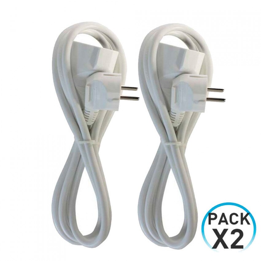 Pack 2 Alargadores 3m Enchufe/Clavija Schuko Blanc... – Grandado