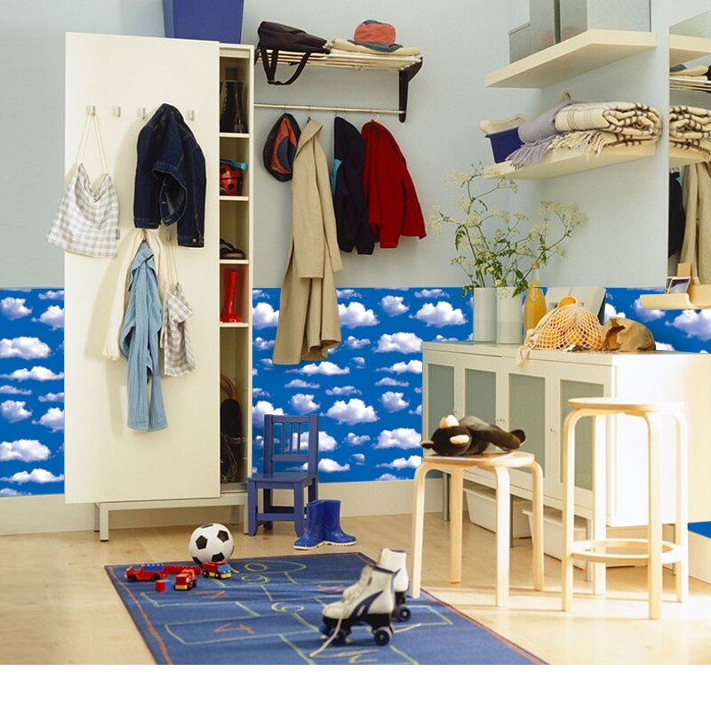 Blauwe Hemel Witte wolk muur papier sticker Natuur... – Grandado