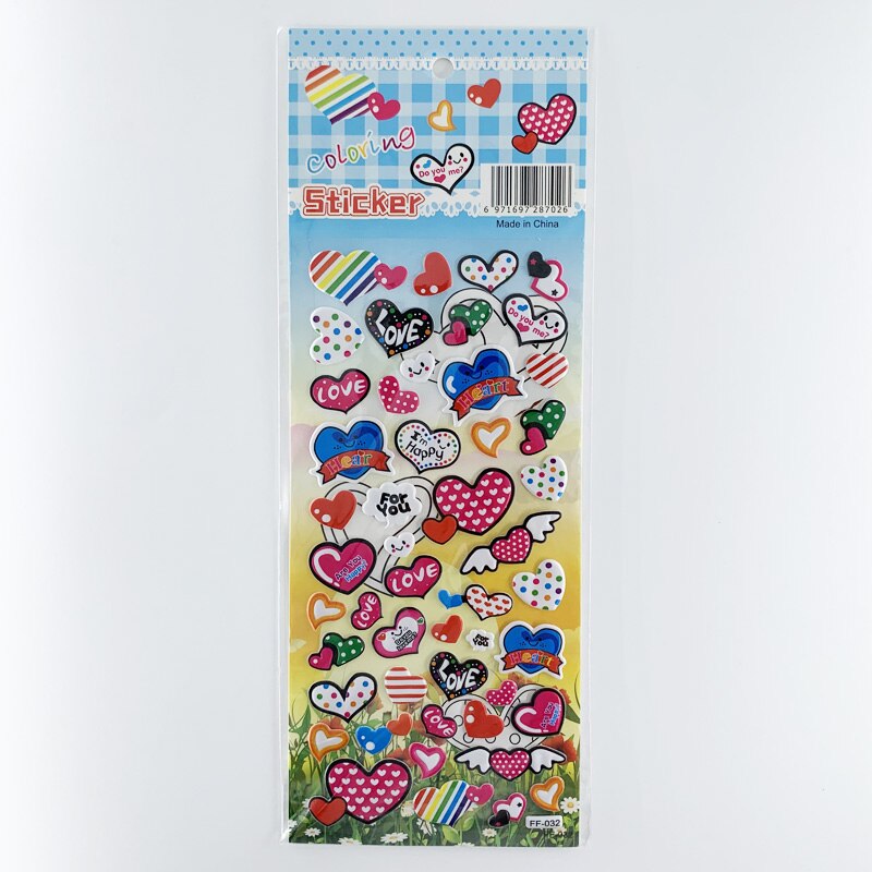 4 Sheets/set Kids Stickers 3D Cartoon Love Heart-s... – Grandado
