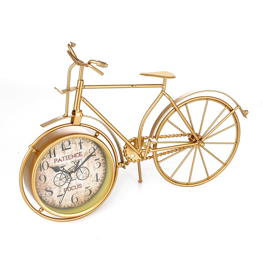 Wall Clock Vintage Metal Tricycle Clock Golden Wro... – Grandado