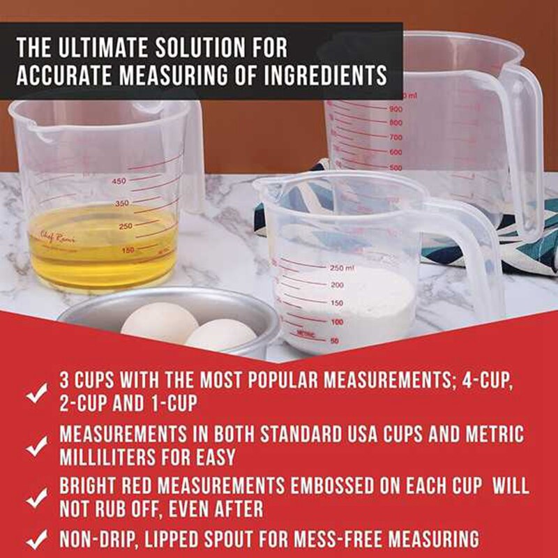 6Pcs Plastic Measuring Jug Set Large Capacity BPA ... – Grandado