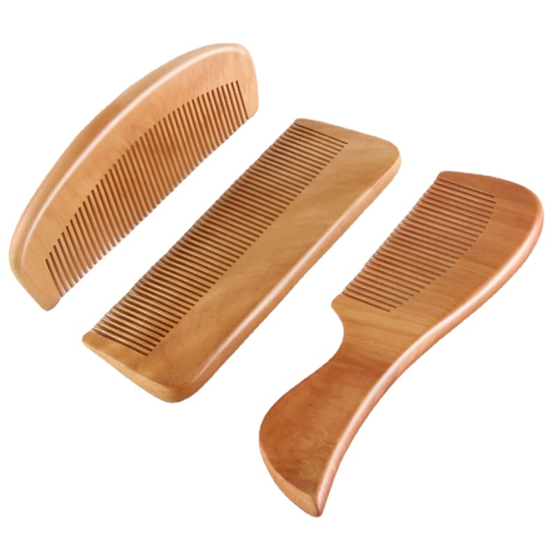 1Pc Peach Wood Comb Flower Painted Anti-Static Nat... – Grandado