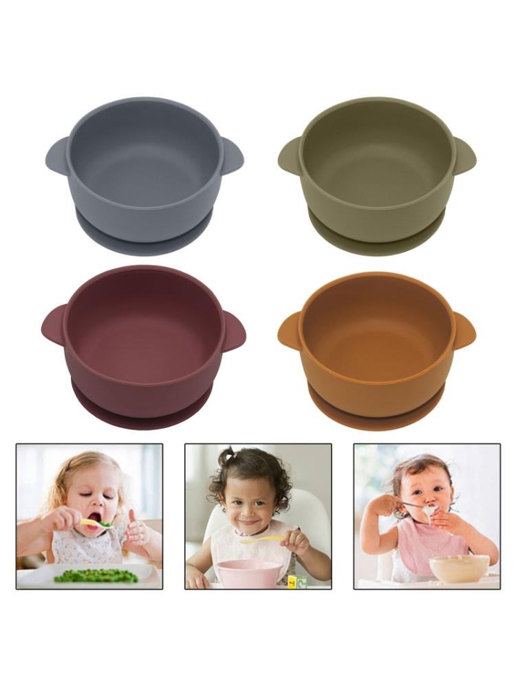 Solid Colour Baby Silicone Plate Bowl Toddler Feed... – Vicedeal
