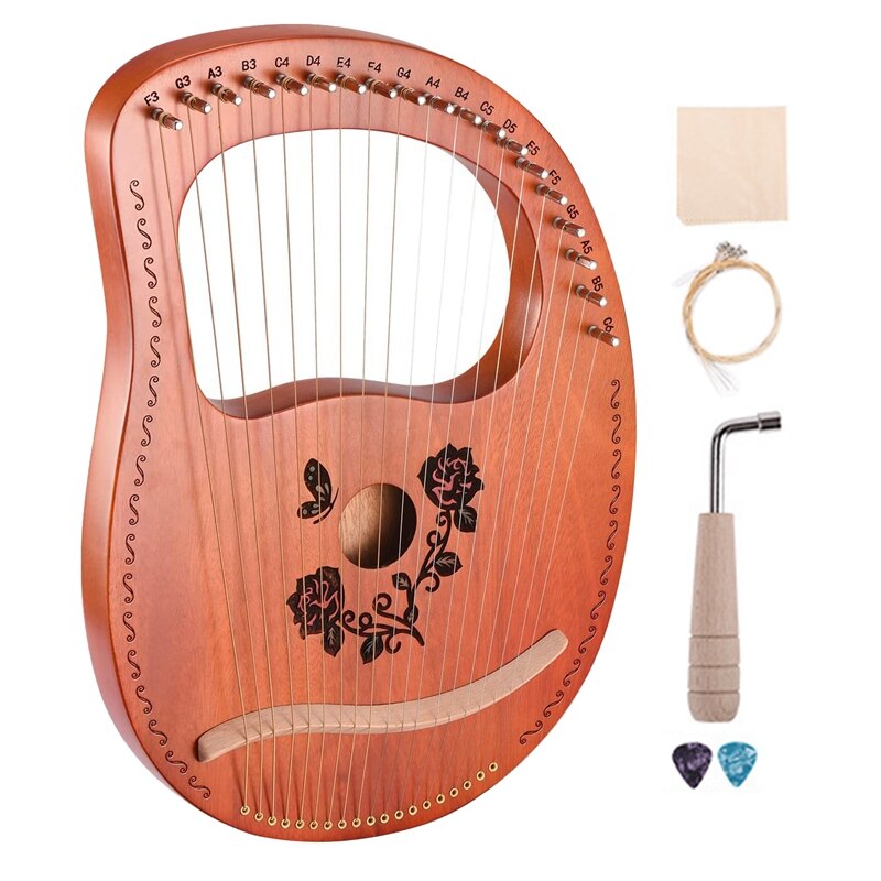 19 String Lyre Harp Mahogany Lyre Harp With Tuning... – Grandado