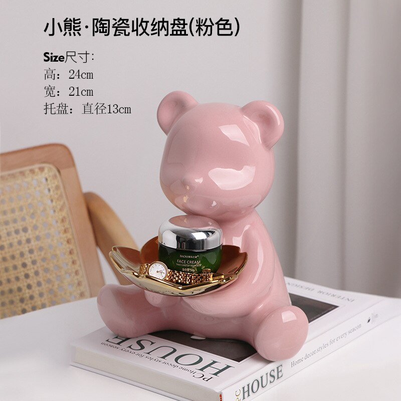 Nordic Light Luxury Ceramic Bear Porch Key Storage... – Vicedeal