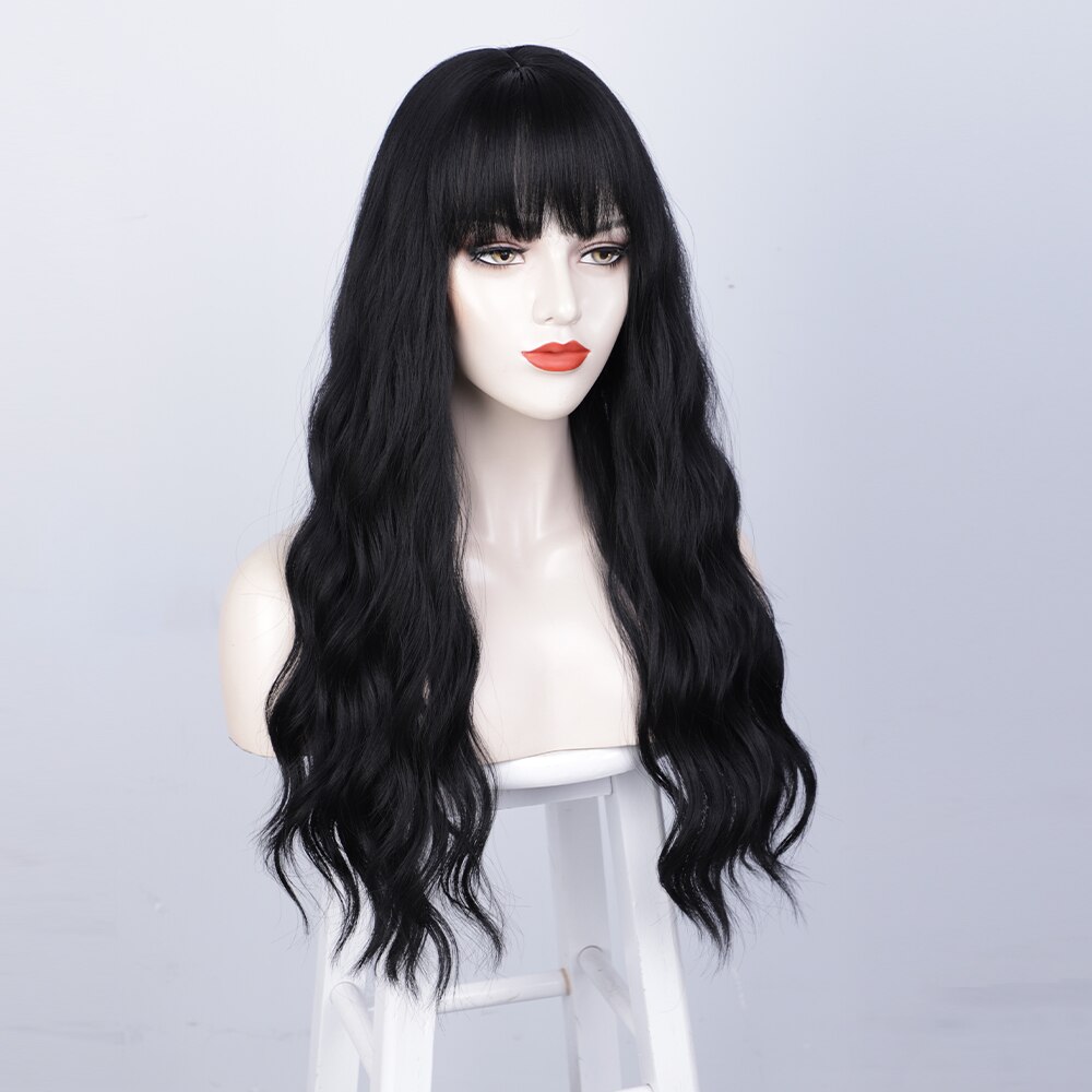 AISI HAIR 26inches Natural Wave Long Wig Black Wig... – Grandado
