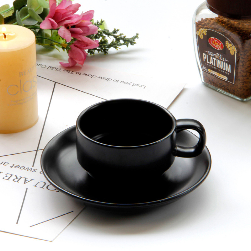 European Style Black Frosted Ceramic Coffee Cup Se... – Grandado