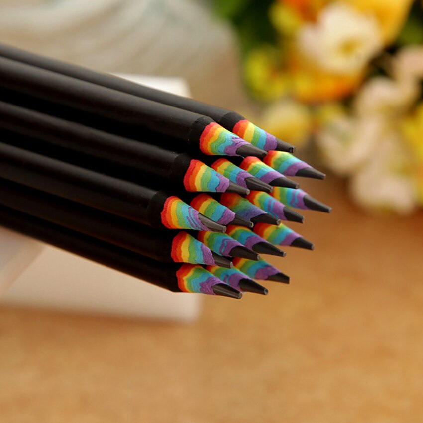 12PCS/Lot Rainbow Pencil HB Pre-Sharpened Round Sh... – Grandado