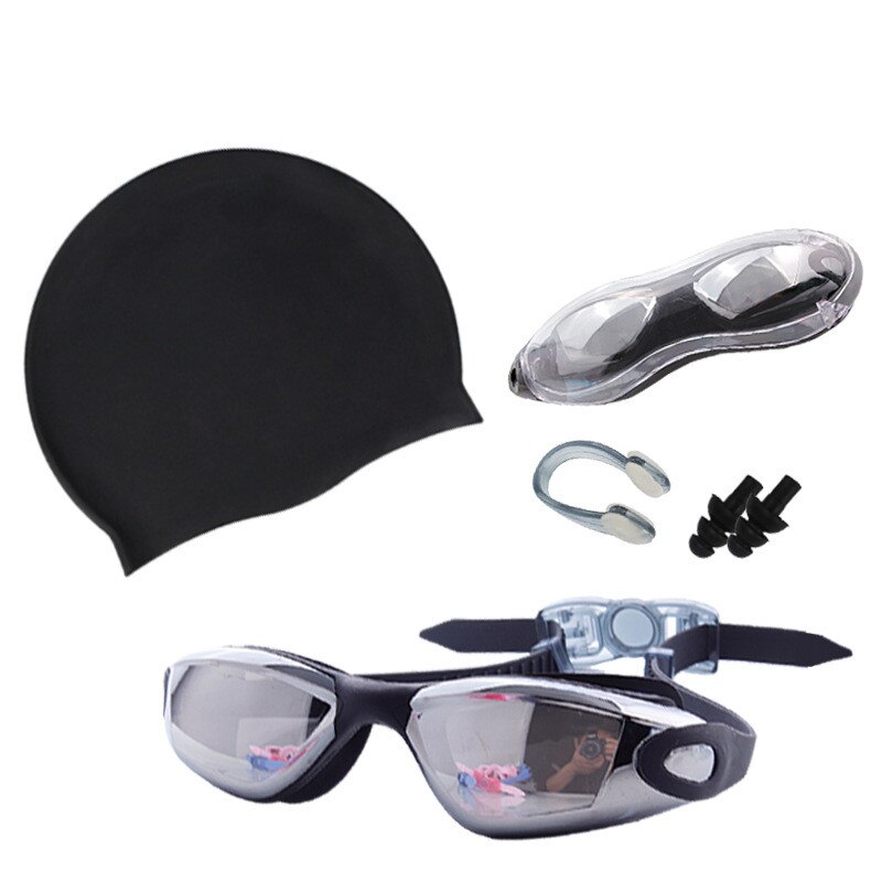Swim Goggles with Cap Ear Plug Nose Clip Suit Swim... – Grandado