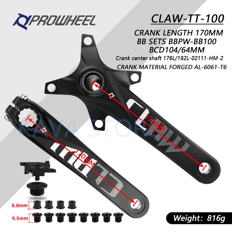 PROWHEEL Bicycle Crank Set 170MM Snow Bike Crank-s... – Grandado