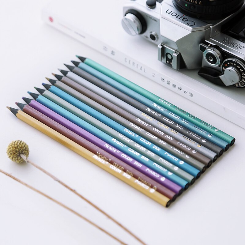 Marco 12Pcs Colored Artist Metallic Pencil Lapis D... – Vicedeal