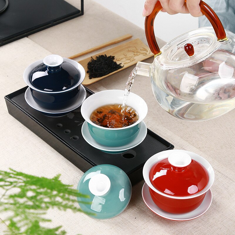 Indigo glaze ceramic Tea Tureen cup,Blue gaiwan te... – Grandado