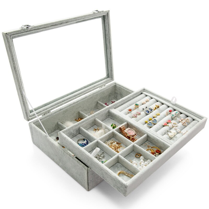 Jewelry Display Velvet Carrying Case Glass Cover R... – Grandado