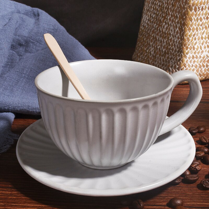 Retro Mark Cup Stoneware Household Large Mouth Lat... – Grandado