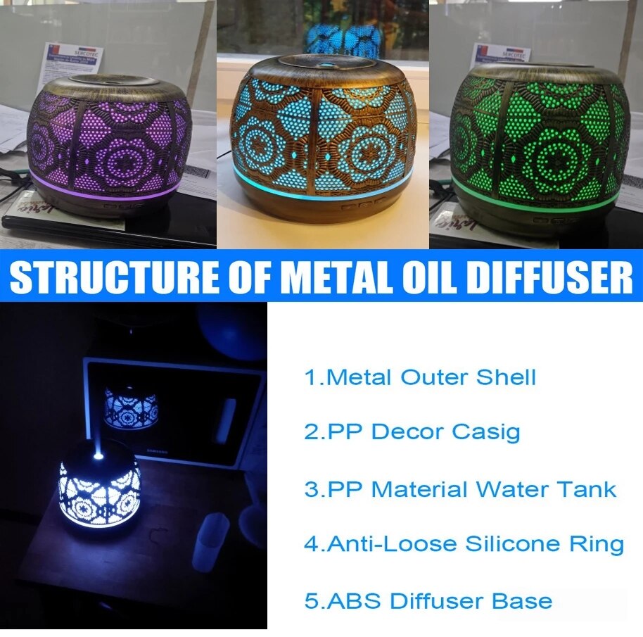 Aroma Diffuser 500ml bronze Metal Aromatherapy Dif... – Grandado