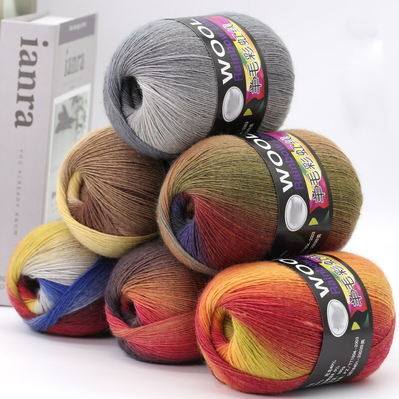 100g/ball rainbow cotton yarn Segmental dyeing gra... – Vicedeal