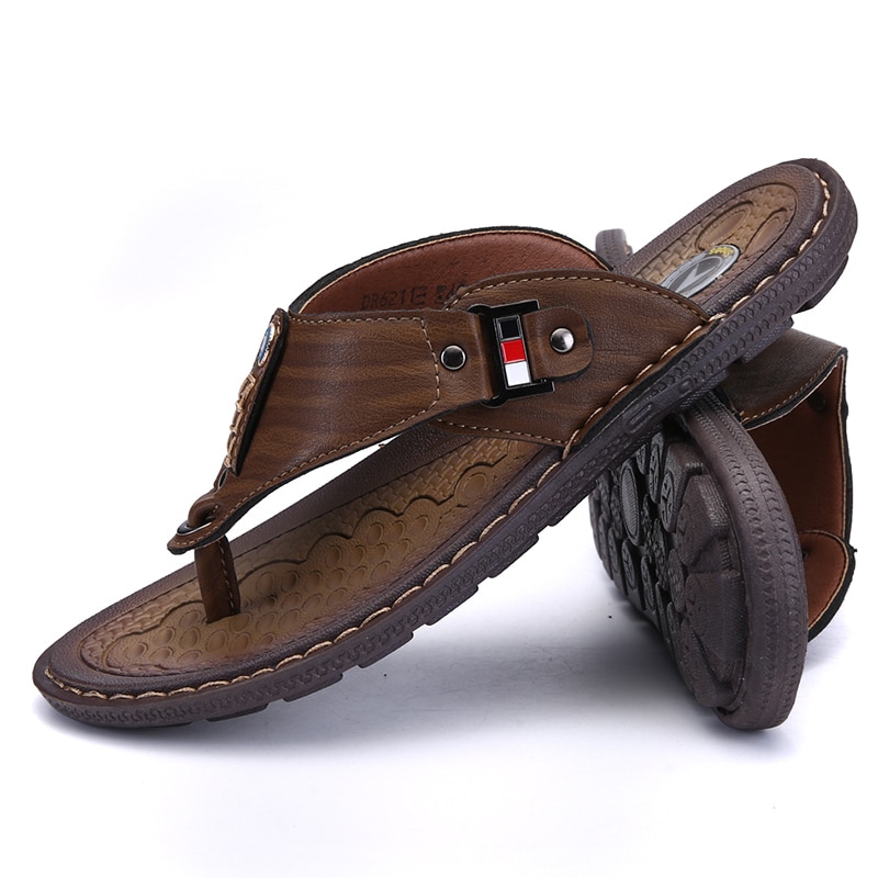 Coslony slippers men leather Brand Men's Casual Sh... – Vicedeal