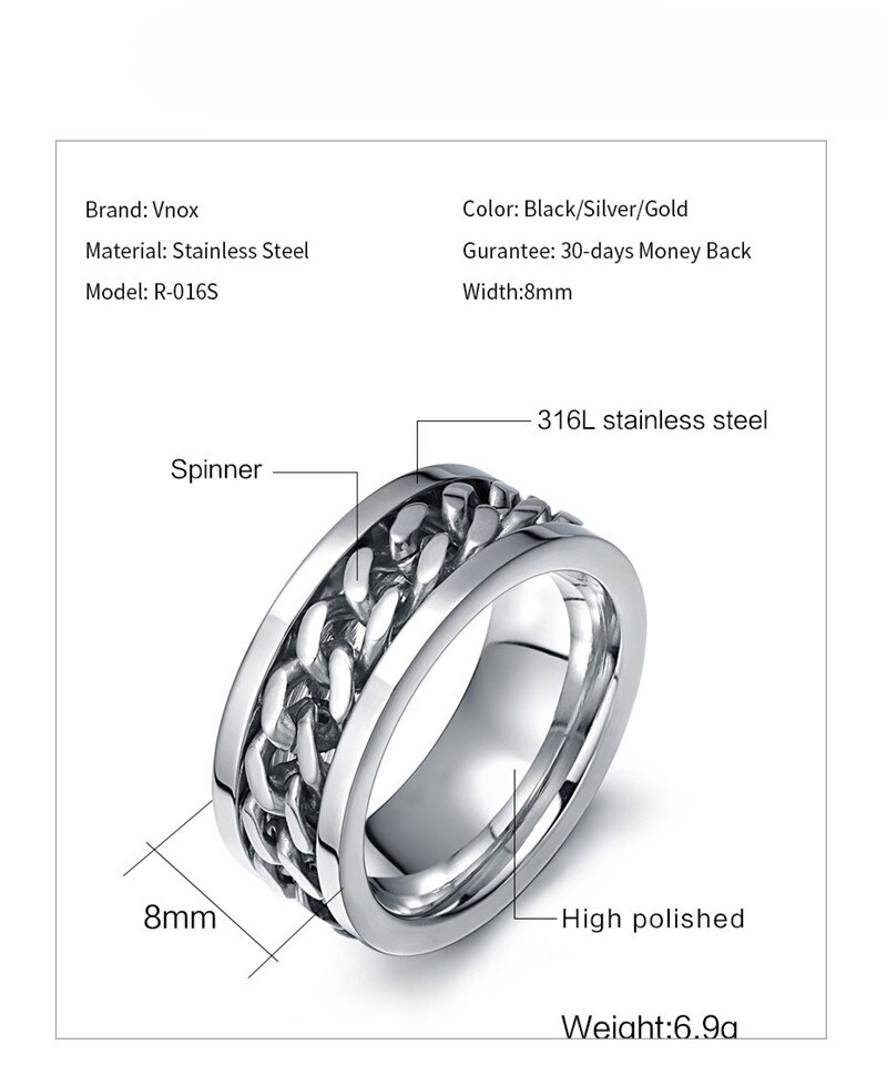 Punk Rock Men Spinner Ring Titanium Stainless Stee... – Vicedeal