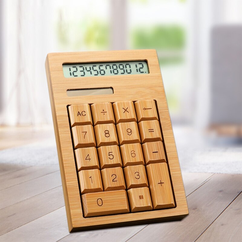 Bamboo Office Calculator 12 Digit LCD Display Scho... – Grandado