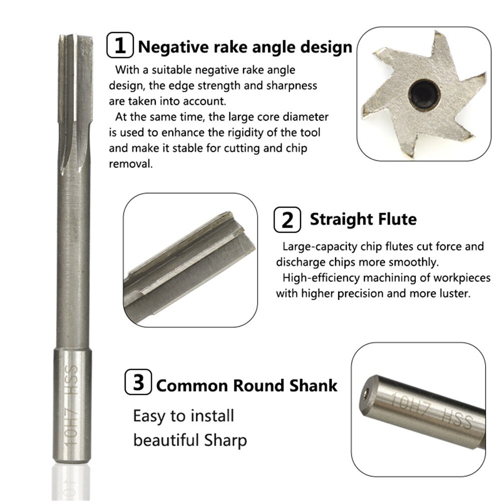 HSS Chucking Reamer H7 2.0-12mm Machine Reamer Str... – Vicedeal