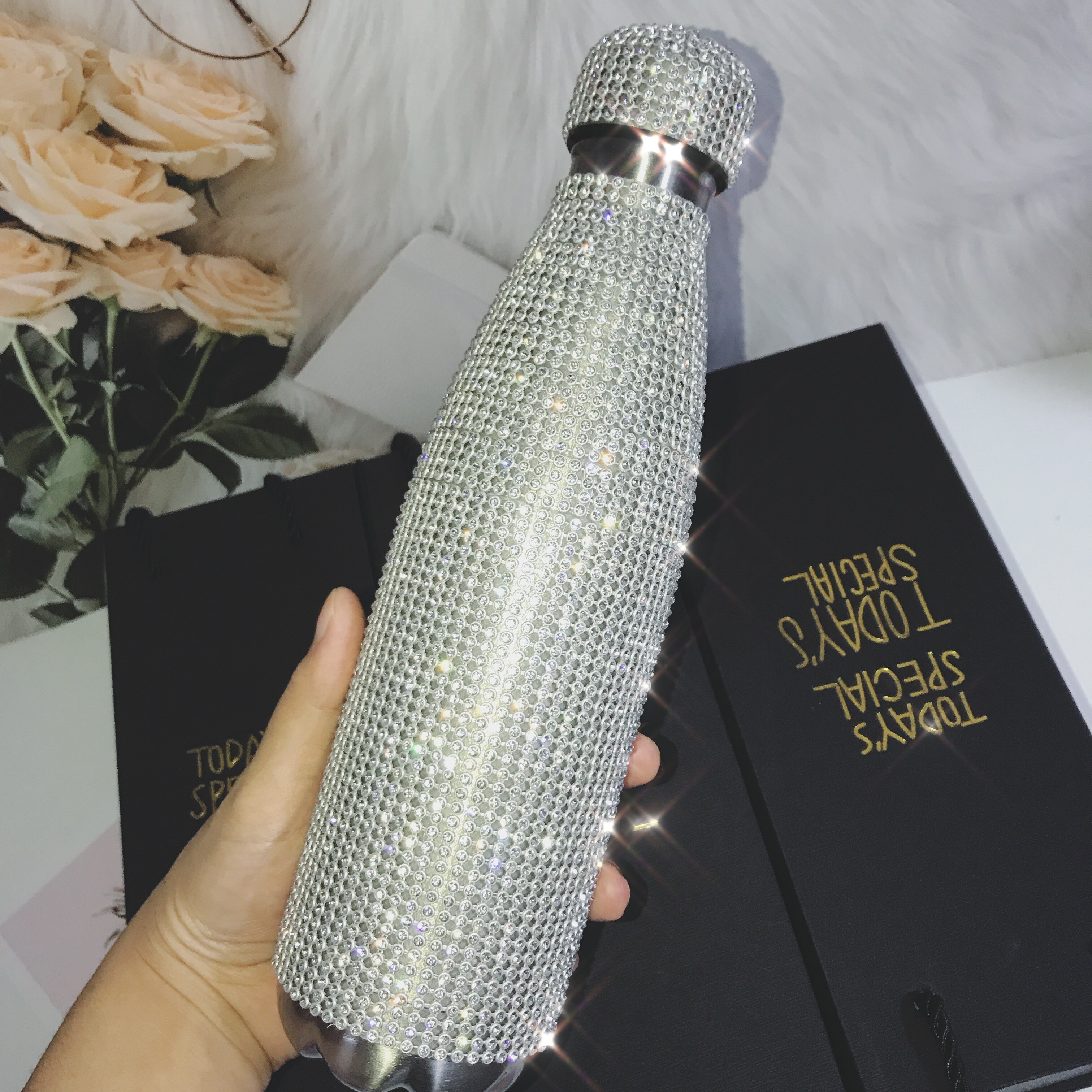 500ml Shinning Water Bottle with Rhinestones Therm... – Grandado