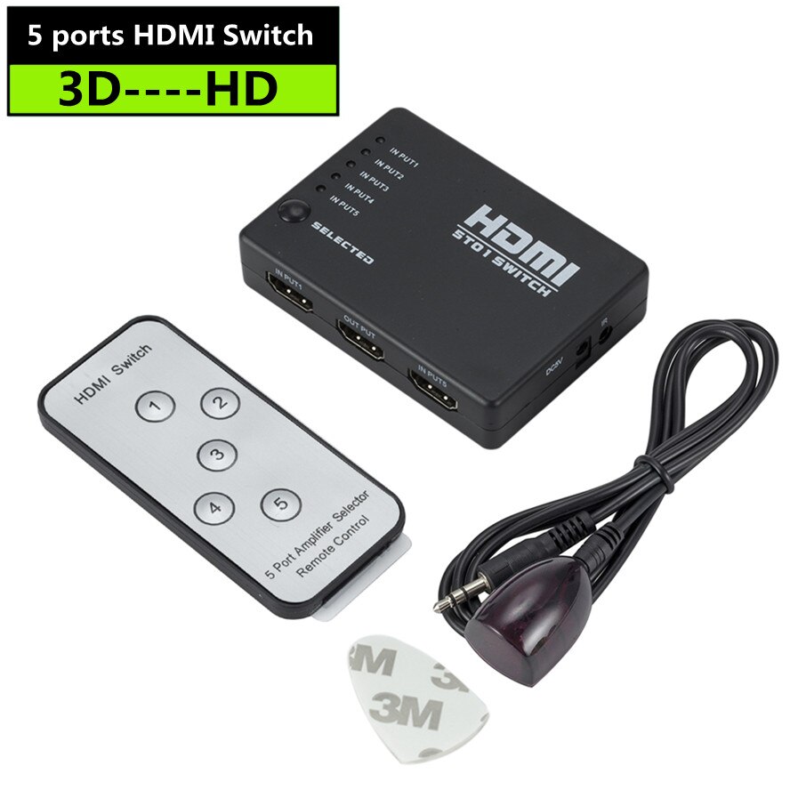 HDMI Switch 5 In 1 Out HDMI Splitter 5X1 with IR R... – Vicedeal