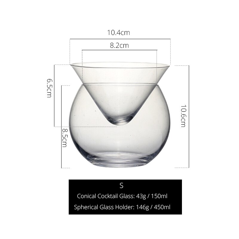 lead free glass conical cone stemless martini cock... – Grandado