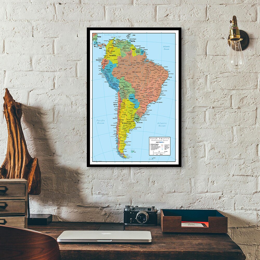 59*84cm Map of The South America Spray Canvas Pain... – Grandado
