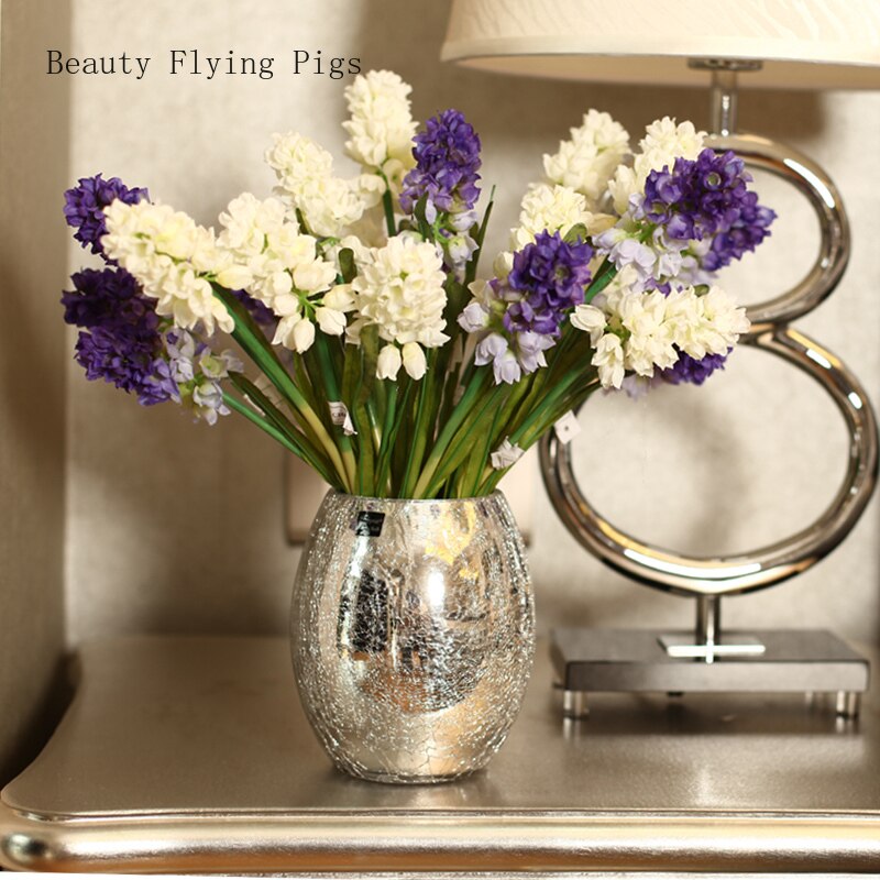 Light luxury plating silver glass vase flower colo... – Vicedeal