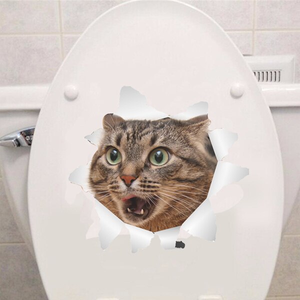 Vinyl Cat 3D Toilet Wall Sticker Hole View Bathroo... – Grandado