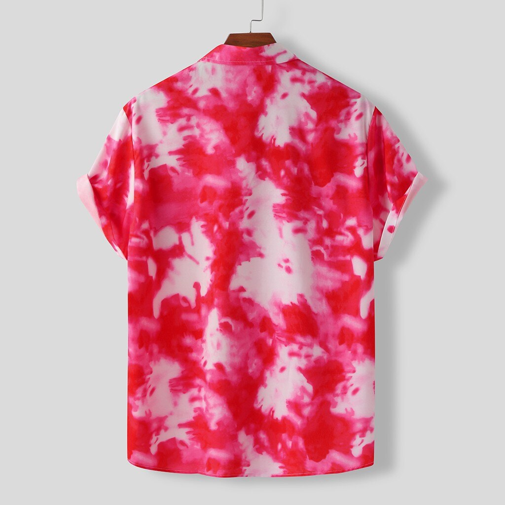 Mannen Tie Dye Print Strand Shirts Zomer Korte Mou... – Vicedeal
