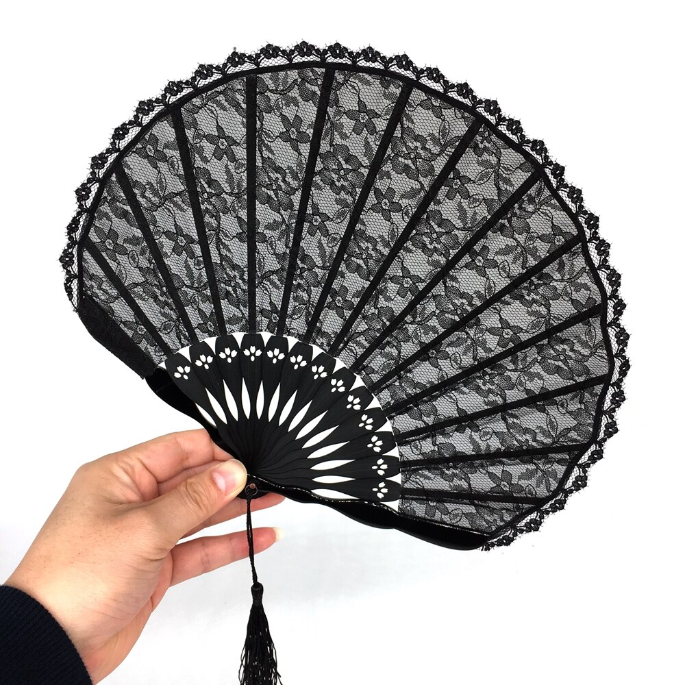 5pcs Lace Bamboo Fans with Tassel For Dance Fans F... – Grandado
