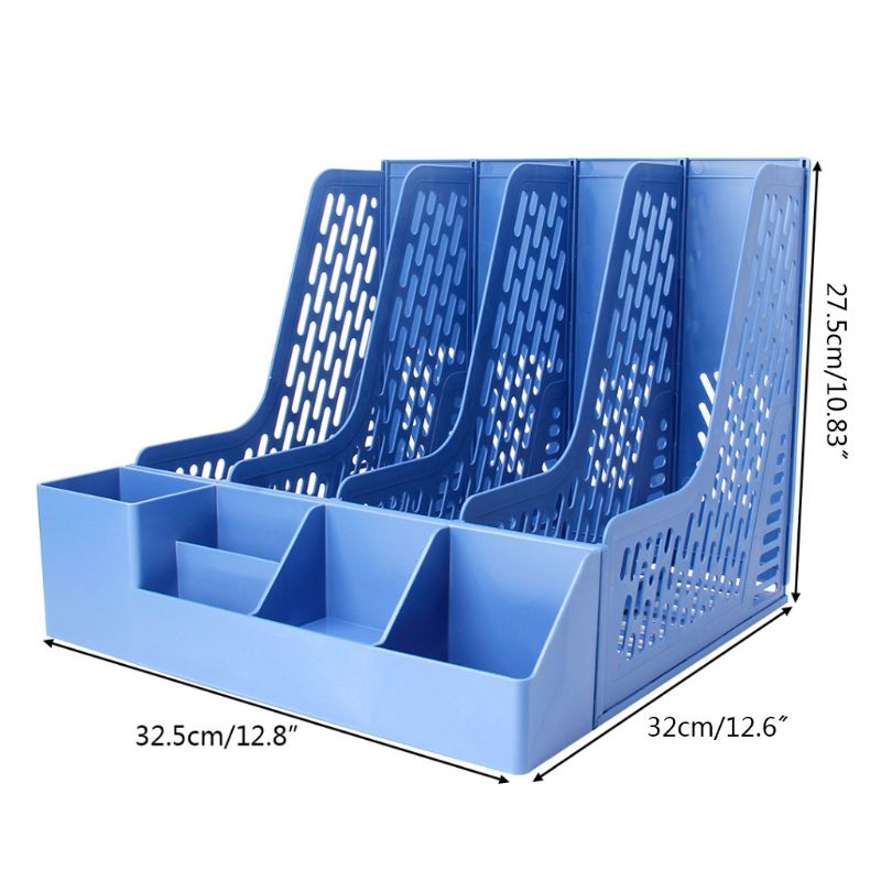 4 Sections Desktop File Rack Paper Book Hold Offic... – Grandado