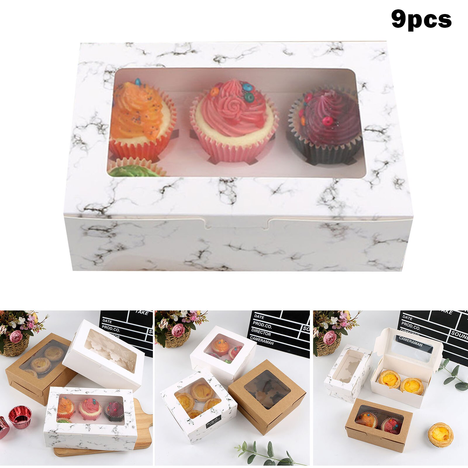 9PCS Cupcake Box for 2/4/6 Cupcakes Multipurpose C... – Grandado