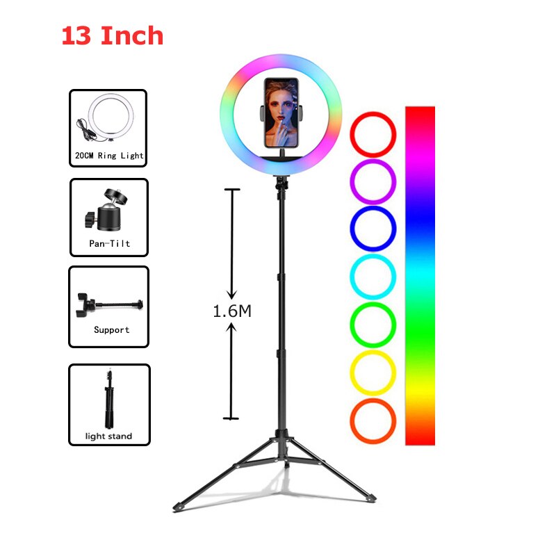 Dimmable RGB LED Selfie Ring Fill Light Full Color... – Grandado