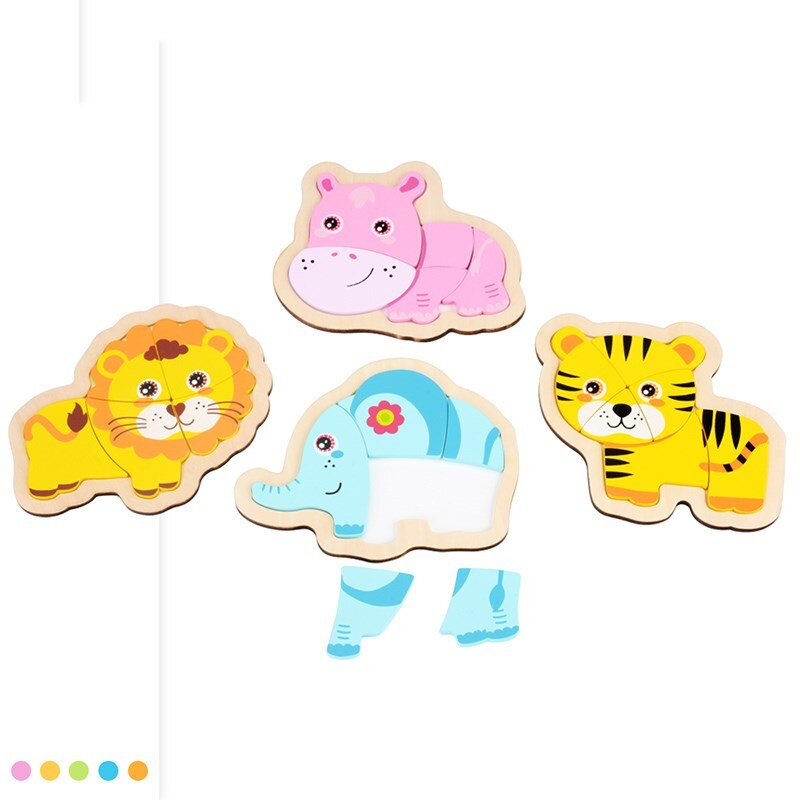 4Pcs Wooden Various Type Puzzle Kids Educational J... – Grandado