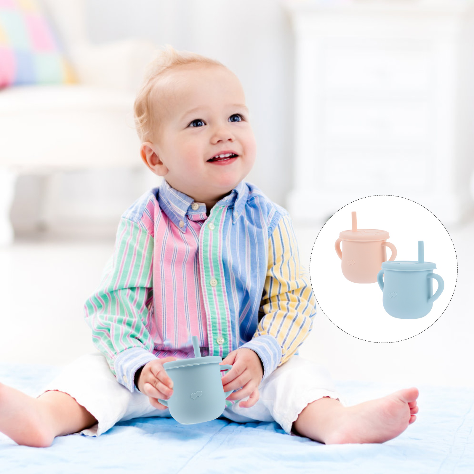 2pcs Silicone Sippy Cups with Straw Baby Toddler C... – Vicedeal