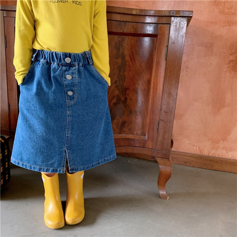 Girls Split Mid-Calf Denim Skirts 2022 Spring Autu... – Grandado