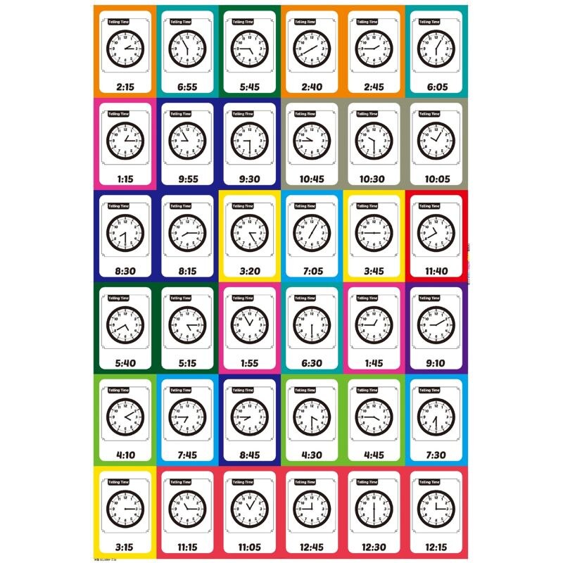 Clock Time Number Alphabet Learning Card Telling T... – Grandado
