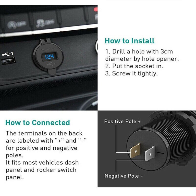 Qc3.0 Dual USB Charger Socket ,Universal Car Conne... – Grandado