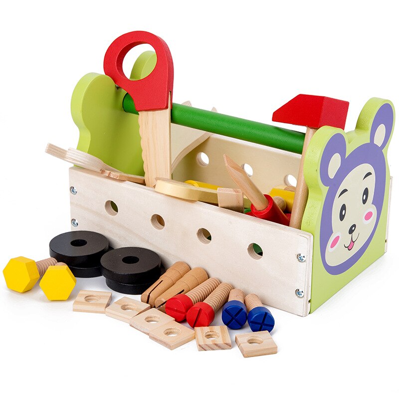 Kids Wooden Repair Tool Box Pretend Play Set Nut D... – Grandado