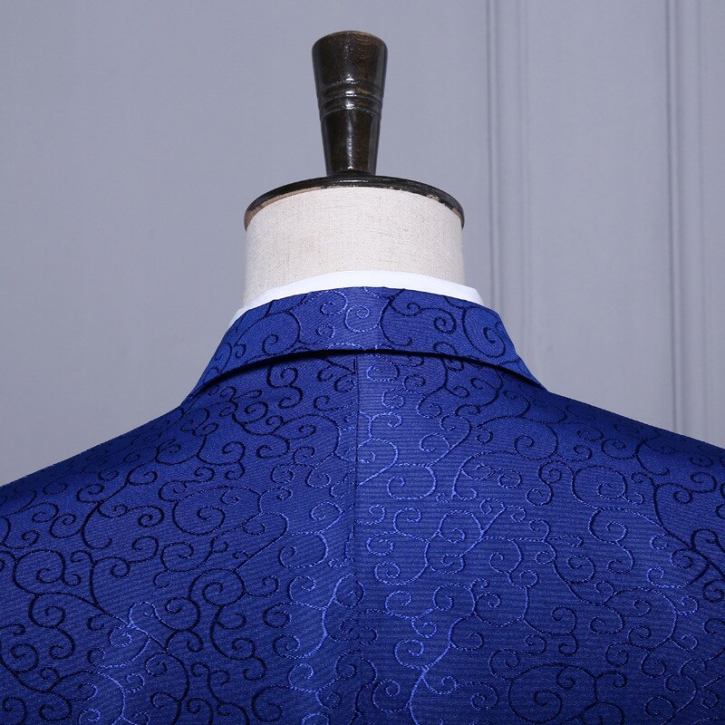 PYJTRL Men Royal Blue White Red Jacquard Stage Cos... – Grandado