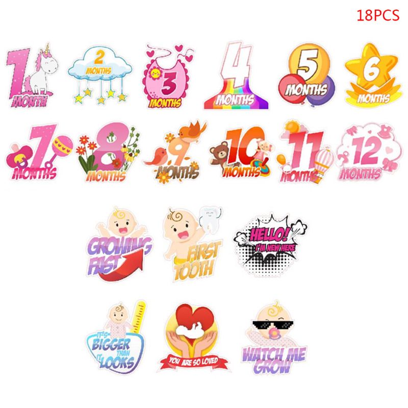 18 Pcs Set Mileston Stickers Newborn Baby Monthly ... – Grandado