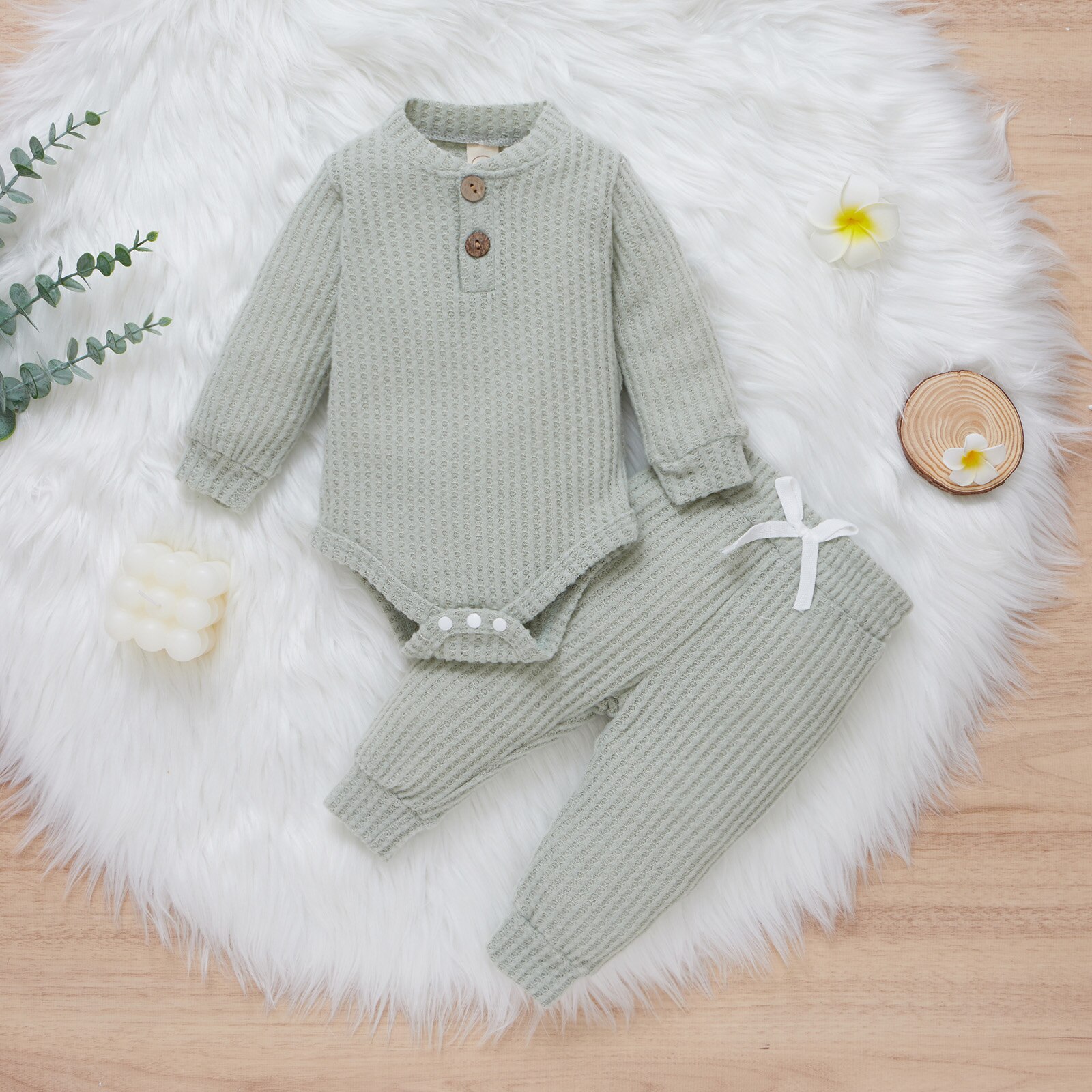 Baby Meisjes Tweedelige Kleding Set, Effen Kleur R... – Grandado