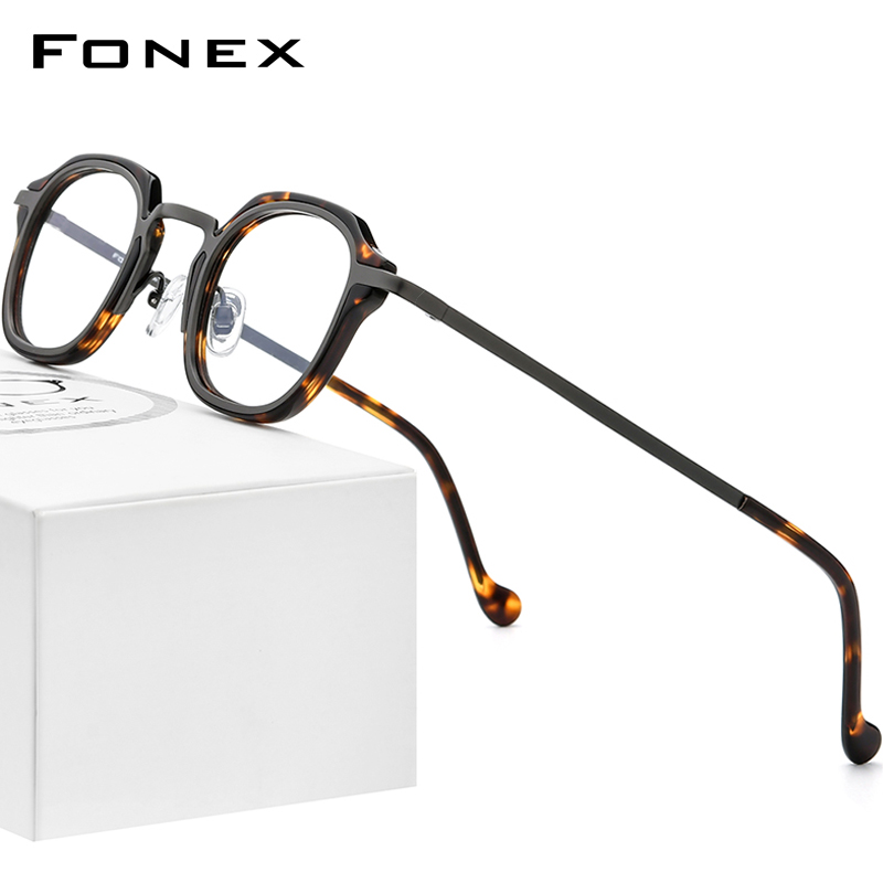 FONEX Acetate Titanium Glasses Frame Men 2022 Retr... – Grandado