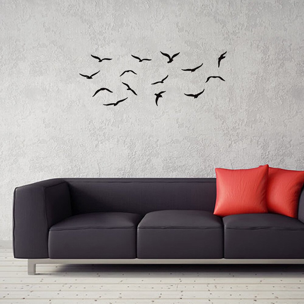 57*22cm Flying Birds Wall Stickers PVC Black Small... – Grandado