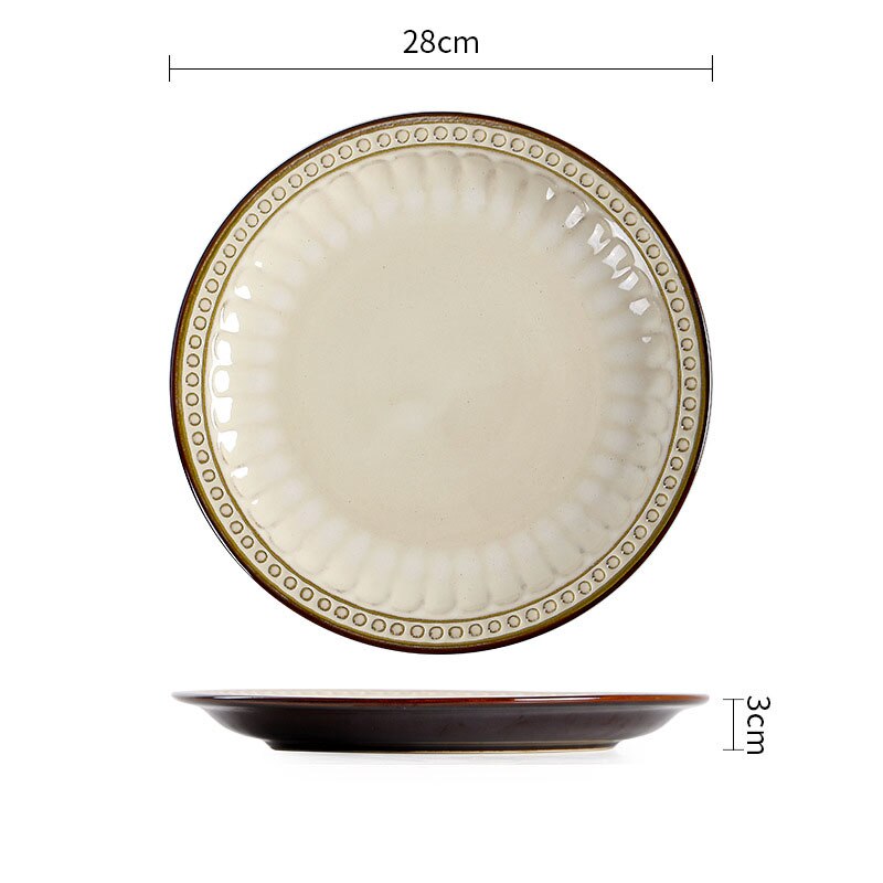 French Ceramic Plate Floral Relief Western Steak D... – Vicedeal